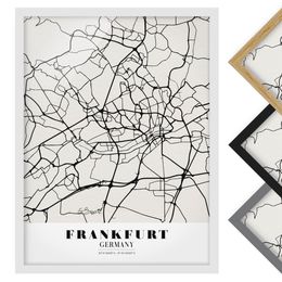 Stadtplan Bild mit Rahmen Stadtplan Frankfurt - Klassik