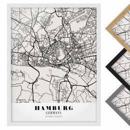 Stadtplan Bild mit Rahmen Stadtplan Hamburg - Klassik