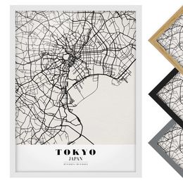 Stadtplan Bild mit Rahmen Stadtplan Tokyo - Klassik