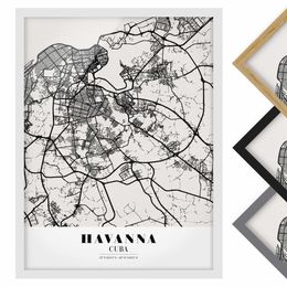 Stadtplan Bild mit Rahmen Stadtplan Havanna - Klassik