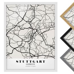 Stadtplan Bild mit Rahmen Stadtplan Stuttgart - Klassik