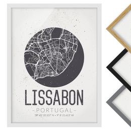 Stadtplan Bild mit Rahmen Stadtplan Lissabon - Retro