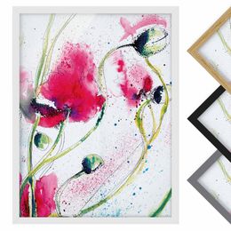 Blumen Bild mit Rahmen Painted Poppies