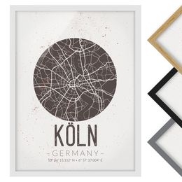Stadtplan Bild mit Rahmen Stadtplan K&ouml;ln - Retro