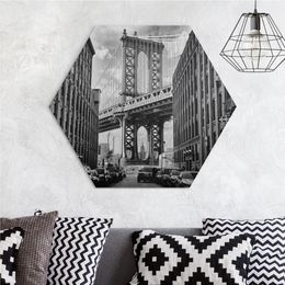 Hexagon-Alu-Dibond Bild Manhattan Bridge in America
