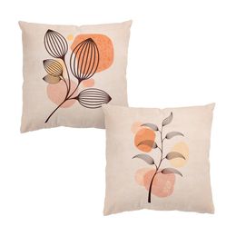 Dekokissen 2er Set Boho Bl&auml;tter Duo II