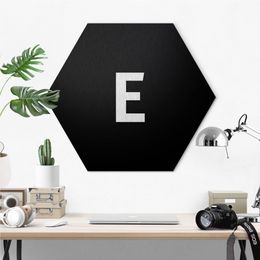 Hexagon-Alu-Dibond Bild Buchstabe Schwarz E