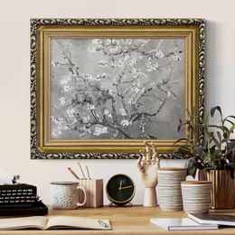 Bilderwelten Leinwandbild mit Barockrahmen Vincent van Gogh - Mandelbl&uuml;te Schwarz-Wei&szlig;