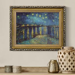Gerahmtes Leinwandbild Vincent van Gogh - Sternennacht über der Rhône