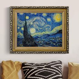 Bilderwelten Leinwandbild mit Barockrahmen Vincent van Gogh - Sternennacht