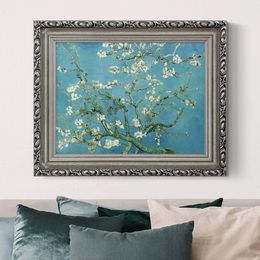 Bilderwelten Bild mit Barockrahmen Antik originell modern Barock blau - Vincent van Gogh - Mandelbl&uuml;te - edle Optik Wohnzimmer Schlafzimmer