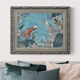 Bilderwelten Leinwandbild mit Barockrahmen Vintage Collage - Paradiesv&ouml;gel