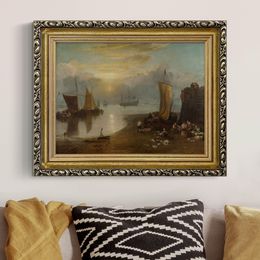 Bilderwelten Leinwandbild mit Barockrahmen William Turner - Sonnenaufgang