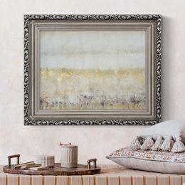 Bilderwelten Bild mit Barockrahmen Antik originell Abstrakt Barock weiss - Goldene Farbfelder I - edle Optik Wohnzimmer Schlafzimmer
