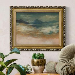 Bilderwelten Bild mit Barockrahmen Antik Natur Vintage Barock braun - Himmelhohe Berglandschaft - Asia Wohnzimmer Schlafzimmer