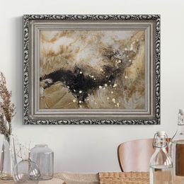 Bilderwelten Bild mit Barockrahmen Antik originell Abstrakt Barock gold - Goldener Treibsand I - edle Optik Wohnzimmer Schlafzimmer