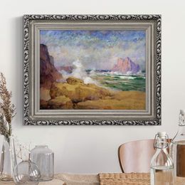 Bilderwelten Leinwandbild mit Barockrahmen Ozean an der Bucht Malerei