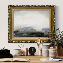 Bilderwelten Bild mit Barockrahmen Antik originell Abstrakt Barock grau - Horizont bei Tagesanbruch - edle Optik Wohnzimmer Schlafzimmer