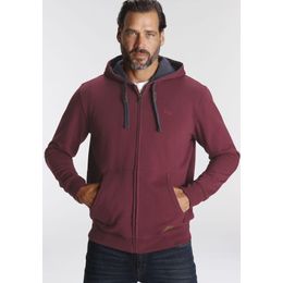 MAN'S WORLD Kapuzensweatjacke MAN'S WORLD, Herren, Gr. XXL (60/62), rot (bordeaux), angeraute Sweatware, Obermaterial: 80% Baumwolle, 20% Polyester. Kapuzenfutter: 80% Baumwolle, 20% Polyester, normal, Rippb&uuml;ndchen, Sweatjacken, mit kontrastfarbigem Innenfutter