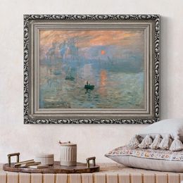 Bilderwelten Bild mit Barockrahmen Antik originell modern Barock blau - Claude Monet - Impression - edle Optik Wohnzimmer Schlafzimmer