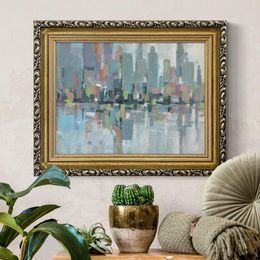 Bilderwelten Bild mit Barockrahmen Antik originell Abstrakt Barock grau - Metro City I - edle Optik Wohnzimmer Schlafzimmer