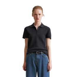 Marc O'Polo Poloshirt MARC O'POLO DENIM, Damen, Gr. M, blau (blau depths), Strick, Obermaterial: 100% Baumwolle, Shirts, aus Strick, modisches Muster, regular