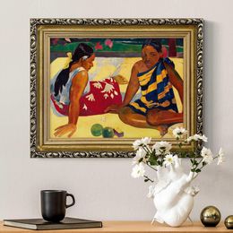 Bilderwelten Bild mit Barockrahmen Antik originell modern Barock rot - Paul Gauguin - Frauen von Tahiti - edle Optik Wohnzimmer Schlafzimmer