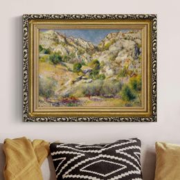 Bilderwelten Bild mit Barockrahmen Antik Natur modern Barock gr&uuml;n - Auguste Renoir - Felsen bei Estaque - Berg Wohnzimmer Schlafzimmer