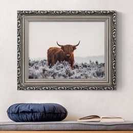 Bilderwelten Leinwandbild mit Barockrahmen Bison in den Highlands