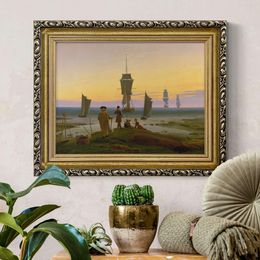 Bilderwelten Bild mit Barockrahmen Antik originell modern Barock gelb - Caspar David Friedrich - Die Lebensstufen - Boot Schiff & U-Boot Wohnzimmer Schlafzimmer