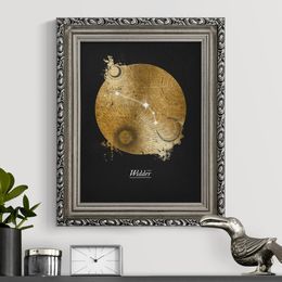 Bilderwelten Leinwandbild mit Barockrahmen Sternzeichen Widder Grau Gold