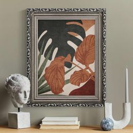 Gerahmtes Leinwandbild Tropische Boho Bl&auml;tter