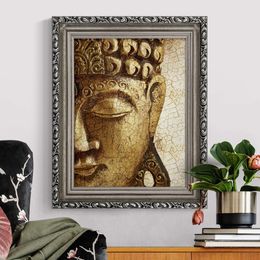 Bilderwelten Leinwandbild mit Barockrahmen Vintage Buddha