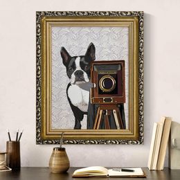 Bilderwelten Bild mit Barockrahmen Antik Tiere Vintage Barock braun - Tierfotograf Terrier - Retro Jugendzimmer