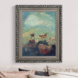 Bilderwelten Bild mit Barockrahmen Antik Tiere modern Barock blau - Odilon Redon - Schmetterlinge - Schmetterlinge Wohnzimmer Schlafzimmer
