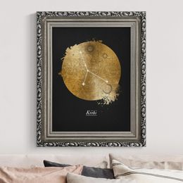 Bilderwelten Leinwandbild mit Barockrahmen Sternzeichen Krebs Grau Gold