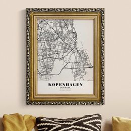 Gerahmtes Leinwandbild Stadtplan Kopenhagen - Klassik