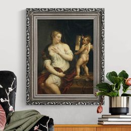 Bilderwelten Leinwandbild mit Barockrahmen Peter Paul Rubens - Venus und Cupido