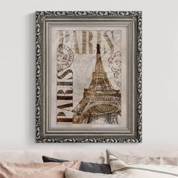 Bilderwelten Bild mit Barockrahmen Antik Stadt Landhaus Barock braun - Shabby Chic Collage - Paris - Paris Wohnzimmer Schlafzimmer