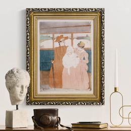 Bilderwelten Bild mit Barockrahmen Antik originell modern Barock rosa - Mary Cassatt - Im Omnibus - Fahrzeuge Wohnzimmer Schlafzimmer