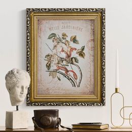 Bilderwelten Bild mit Barockrahmen Antik Tiere Landhaus Barock braun - Shabby Chic Collage - Eichh&ouml;rnchen - Pflanzen Wohnzimmer Schlafzimmer