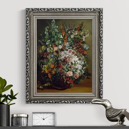 Bilderwelten Leinwandbild mit Barockrahmen Gustave Courbet - Blumenstrau&szlig; in Vase