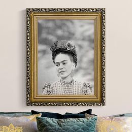 Bilderwelten Leinwandbild mit Barockrahmen Frida Kahlo Portrait