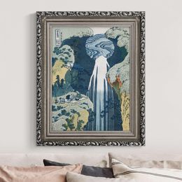 Bilderwelten Leinwandbild mit Barockrahmen Katsushika Hokusai - Der Wasserfall von Amida