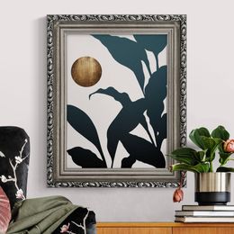 Bilderwelten Leinwandbild mit Barockrahmen Goldener Mond im Dschungel