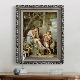 Bilderwelten Leinwandbild mit Barockrahmen Jean Baptiste Greuze - L'Agneau Ch&eacute;ri