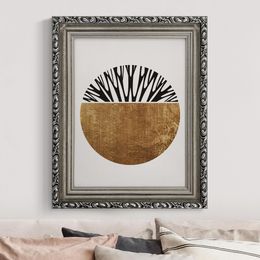 Bilderwelten Leinwandbild mit Barockrahmen Abstrakte Formen - Goldener Kreis