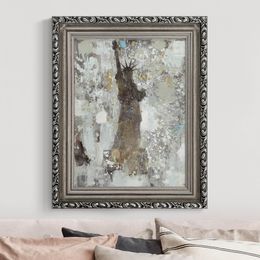 Bilderwelten Bild mit Barockrahmen Antik originell Street Art Barock beige - Die Freiheitsstatue in warmen Farben - New York Jugendzimmer