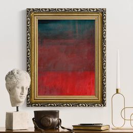 Bilderwelten Bild mit Barockrahmen Antik originell Abstrakt Barock rot - Aufl&ouml;sung - edle Optik Wohnzimmer Schlafzimmer