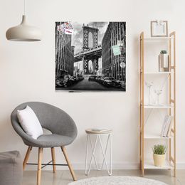 Glasbild Schwarz-Wei&szlig; Manhattan Bridge in America